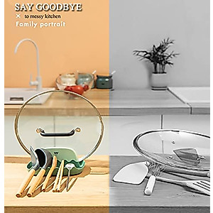 Adhiper-Pot lid holder and Lid and Spoon Holder, Stove receiving water Storage Rack, Anti-staining oil Storage Rack, Pot cover cutting board Storage Rack, Barbecue Storage Rack （Green）