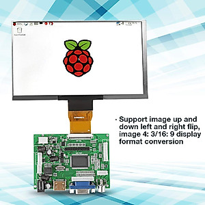 7 Inch 1024 x 600 VGA Monitor Screen LCD TFT Display Kit with Driver Board Monitor for 3/2, Support Plug and Play Function