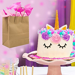 QUIDDITY WARE Paper Bags with Handles 100pcs-[8x4.5x10.5] Bulk. For Gift Bags, Wedding Bags, Party Bags, Shopping Bags, Kraft Bags, Retail Bags