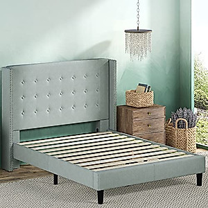 ZINUS Kendra Upholstered Platform Bed Frame with Wingback Headboard / Mattress Foundation / Wood Slat Support / No Box Spring Needed / Easy Assembly, Full
