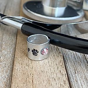 Stethoscope Charm Cuff, Personalized Stethoscope ID Tag with Birthstone charm, Nurse Gift, Name Tag, Stethoscope Name Tag, Nurse Appreciation Gift, Nurse Graduation Gift, International Nurse Day