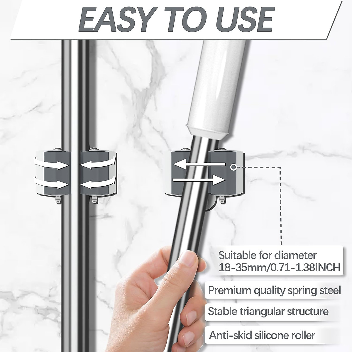 3-H Mop and Broom Holder Wall Mount 20 Pack, Broom Holder Wall Mount, Broom Holder for Garage Garden Shed Storage System Laundry Room Home Kitchen Organization up to 1.45 Inch(grey)