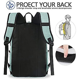 Vancropak Water Resistant Backpack for College 17inch Laptop Compartment,College Back Pack with USB Charging Port,Rucksack Canvas Backpack for Women Storage Notebook Travel Hiking Daypack,Cyan