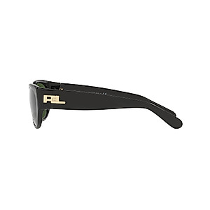 Ralph by Ralph Lauren Women's RL8193 Square Sunglasses, Shiny Black/Bottle Green, 56 mm