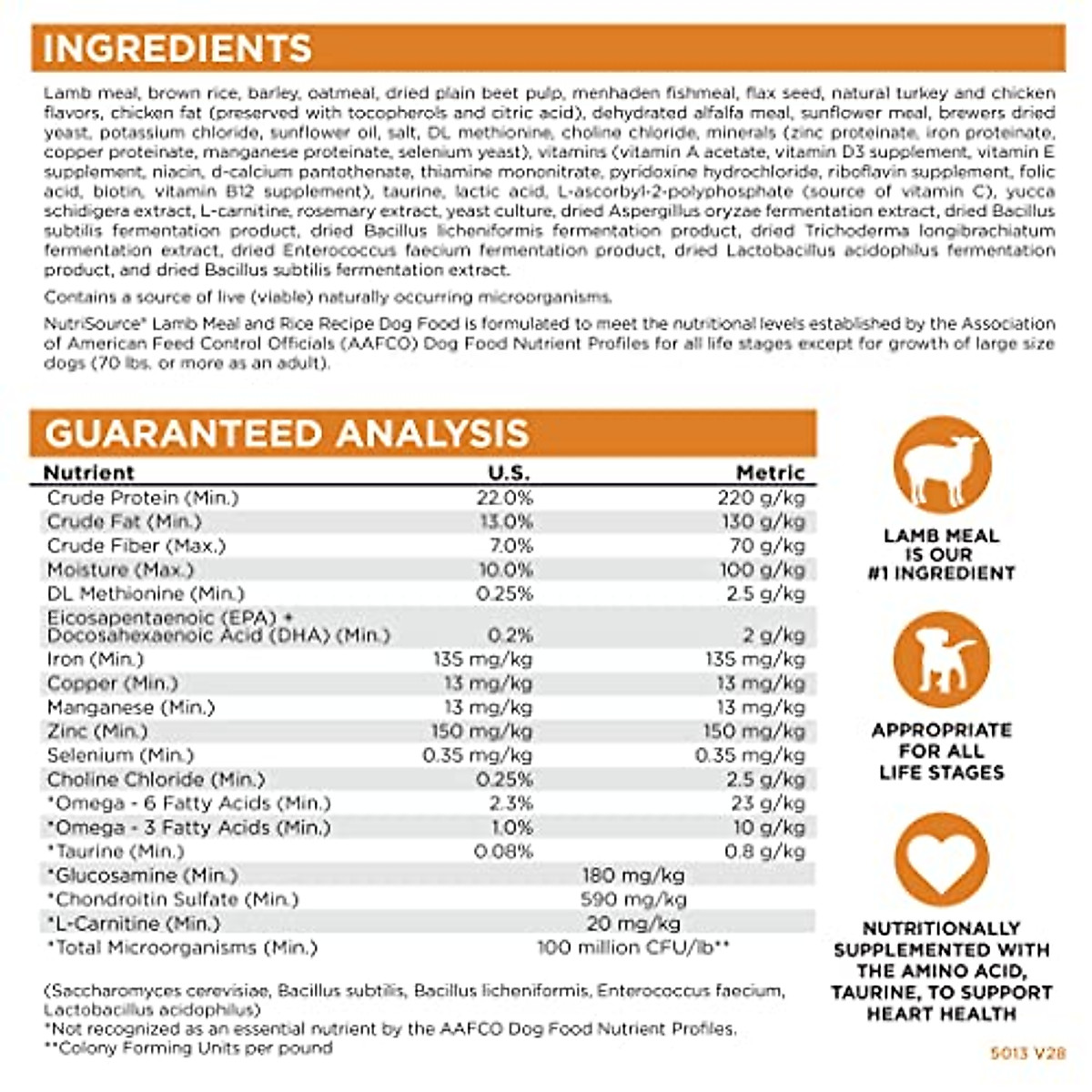 NutriSource Adult Dog Food, Made with Lamb Meal and Rice, with Wholesome Grains, 30LB, Dry Dog Food