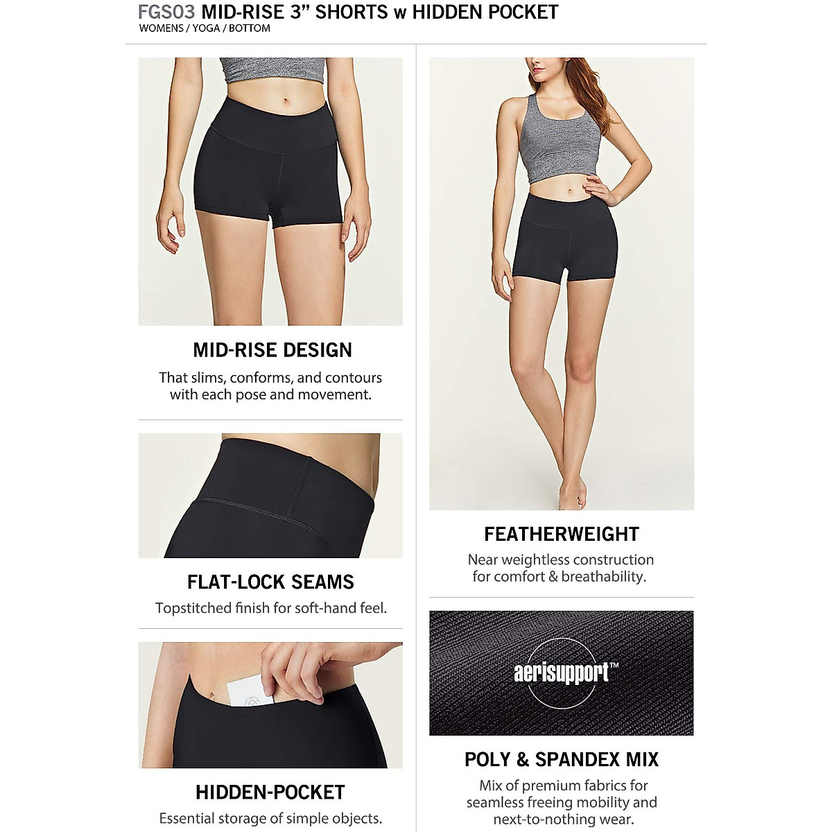 TSLA Women's High Waisted Bike Shorts, Workout Running Yoga Shorts with Pocket, Athletic Stretch Exercise Shorts, 3'' Black, Medium