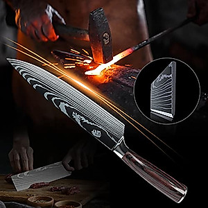 MDHAND Professional Kitchen Chef Knife Set, High-Carbon Stainless Steel Chef Knife Set, Chef Knife, Butcher knife, Bread Knife, 8 Piece Knifes set