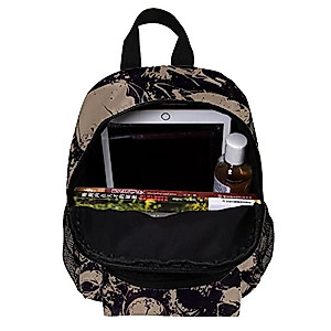 Halloween Black White Skull Pattern Cute Fashion Mini Backpack Pack Bag
