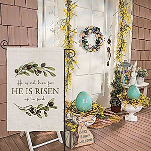 Easter Garden Flag for Outdoor,He is Risen Eucalyptus Wreath Yard Flag,Small Spring Decors for Outside Farmhouse Holiday 12x18 Double Sided