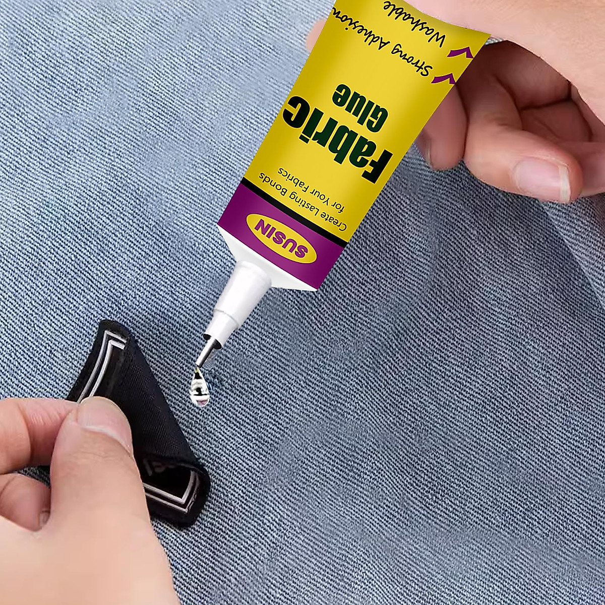 Strong Fabric Glue Permanent Clear - No Sew Fabric Glue for Clothing Washable