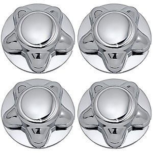 OxGord Center Caps Compatible with 97-04 Ford F-150, Expedition, 98-03 Navigator - Snaps Over Factory Aluminum & Steel Wheel with 12/14mm 5-Lug Bolts - OEM Replacement YL34-1A096-DA (4 Pack) - Chrome
