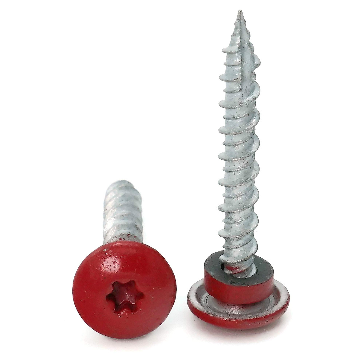 Low Profile Mechanical Galvanized Roofing Screws Crimson Red Finish - #10 x 1" Qty 100