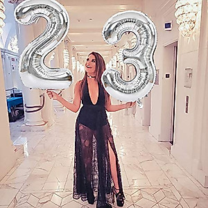 40 Inch Silver Large Numbers Balloons 0-9, Number 1 Digit 1 Helium Balloons, Foil Mylar Big Number Balloons for Birthday Party Anniversary Supplies Decorations