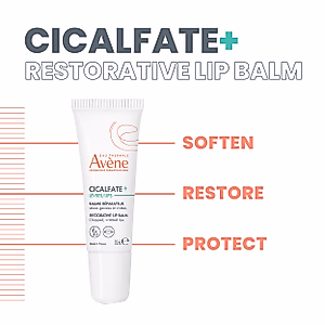 Avene Cicalfate Restorative Lip Cream, Long Lasting Moisture to Soothe Dry, Cracked Lips, promotes healthy lip barrier, water resistant, safe for infants, children and adults 0.3 Oz