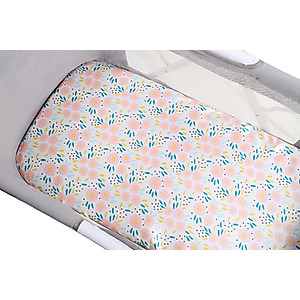 Bassinet Sheet Set 2 Pack Satin Ultra Soft Silk Fit for Rectangle, Hourglass, Oval Bassinet Mattress Protect for Baby Hair and Skin Cradle or Bassinet Sheets, Floral & Floral