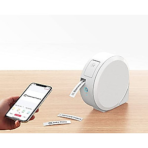Labelife Bluetooth Label Maker Machine, Wireless and Portable Label Maker with Multiple Fonts, Compatible with iPhone and Android Phone, with One Laminated JM Label, for Home & Office, P3100D, White