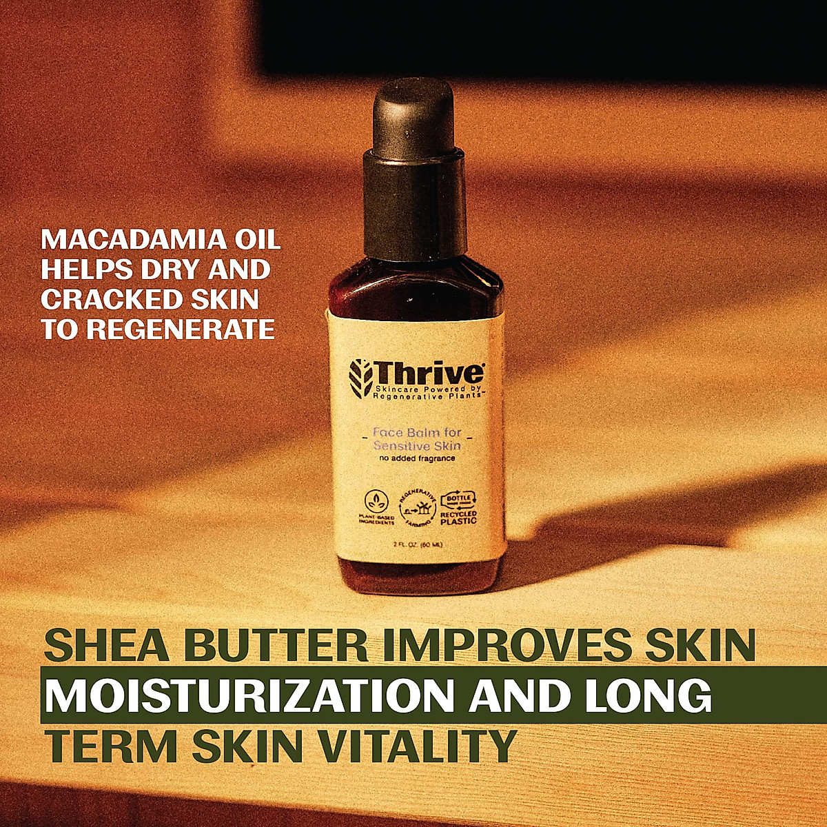 Thrive Natural Care All Natural Face Cream for Sensitive Skin - Facial Moisturizer Restores, Protects Skin & Helps Soothe Irritation, Face Lotion for Women & Men with Natural & Organic Ingredients