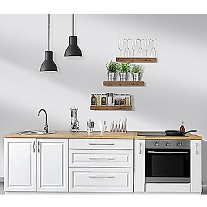 Sorbus Floating Shelves Bundle - 6 Rectangular Floating Shelves - 3 Support Bar Shelves & 3 Flat Floating Shelves - Hanging Wall Shelves for Home Decor