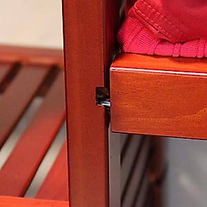 John Louis Home 12 in. Deep Solid Wood Simplicity Closet Organizer, Red Mahogany Finish