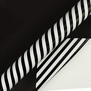 WRAPAHOLIC Reversible Wrapping Paper - Black and Stripes Design for Birthday, Holiday, Wedding, Baby Shower Wrap - 30 inch x 33 feet
