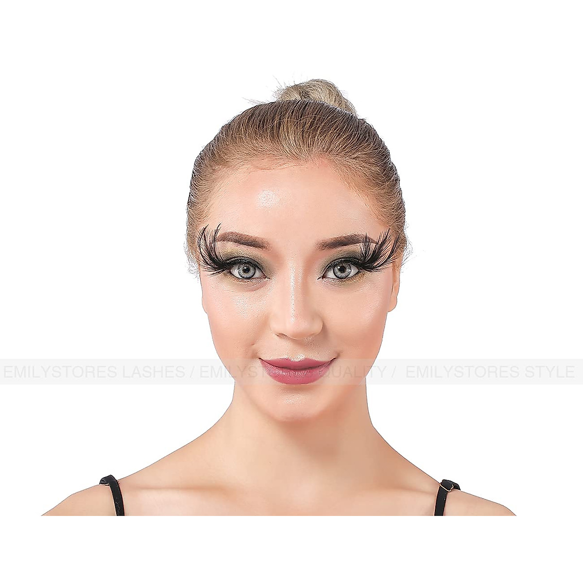 EMILYSTORES Black-Wing Faux-Feather Costume Eye Lashes For Halloween, Dramatic Eyelashes, Party Looking, 1 Pair