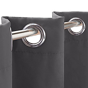 RYB HOME Grey Blackout Curtain Tiers for Small Window, Thermal Insulated Curtains Short Blind for Kitchen/Living Room Energy Efficient, 42-inch Wide x 36-inch Long Each Panel, Grey, Set of 2