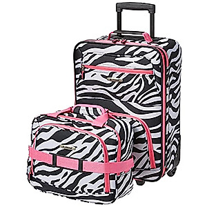 Rockland Fashion Softside Upright Luggage Set, Pink Zebra, 2-Piece (14/19)