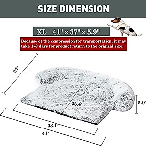 Tinaco Luxurious Calming Dogs/Cats Bed Mats, Washable Removable Couch Cover, Plush Long Fur Mat for Pets, Waterproof Lining, Perfect for Small, Medium and Large Dogs and Cats (Gradient Gray, XL)