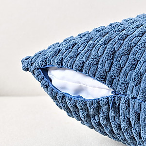 Fancy Homi 2 Packs Dusty Blue Decorative Throw Pillow Covers 18x18 Inch for Couch Bed Sofa, Modern Farmhouse Boho Home Decor, Soft Cute Plush Corduroy Cushion Case 45x45 CM