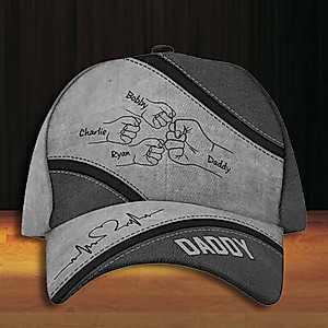 Pamaheart First Bump Daddy Grandpa Personalized Classic Cap for Dad, Dad Hat, Grandpa Hat, Custom Dad Grandpa Hat with Kids Name, Dad Cap, Gift for Daddy On Father's Day, Dad Hats for Men Grandpa