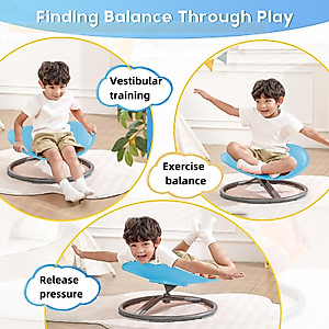 BABAMU Sensory Chair for Kids Autism Sensory Products Sit and Spin Autism Toys Spinning Chair ADHD Chair Swivel Chair Training Body Coordination (Blue)