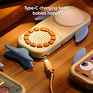 TUMAMA Baby Phone Toys, Kids Phone with Music, Lights, Chewy Teether and Rechargeable Batteries with Recording and Playback Functions, Best Pretend Phone Gift for Toddlers 1-3