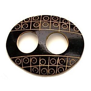 1 World Sarongs Engraved Coconut Sarong Ties - Oval