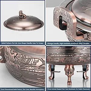 YIEOTM Chafing Dish Buffet Set, Round Chafer Buffet Servers and Warmers with Food Pans, Fuel Holder, Pot Lid and Bottom Stand for Home and Restaurant