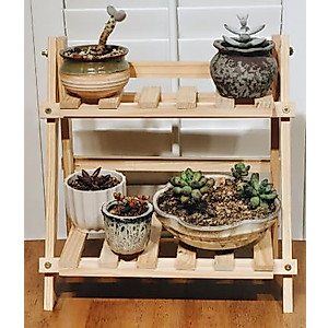 ZSALTT Living Room Floor-to-Ceiling Solid Wood Balcony Flower Stand Wooden Shelving Multi-Storey Interior Multi-Functional Succulent Green Straw Display Stand