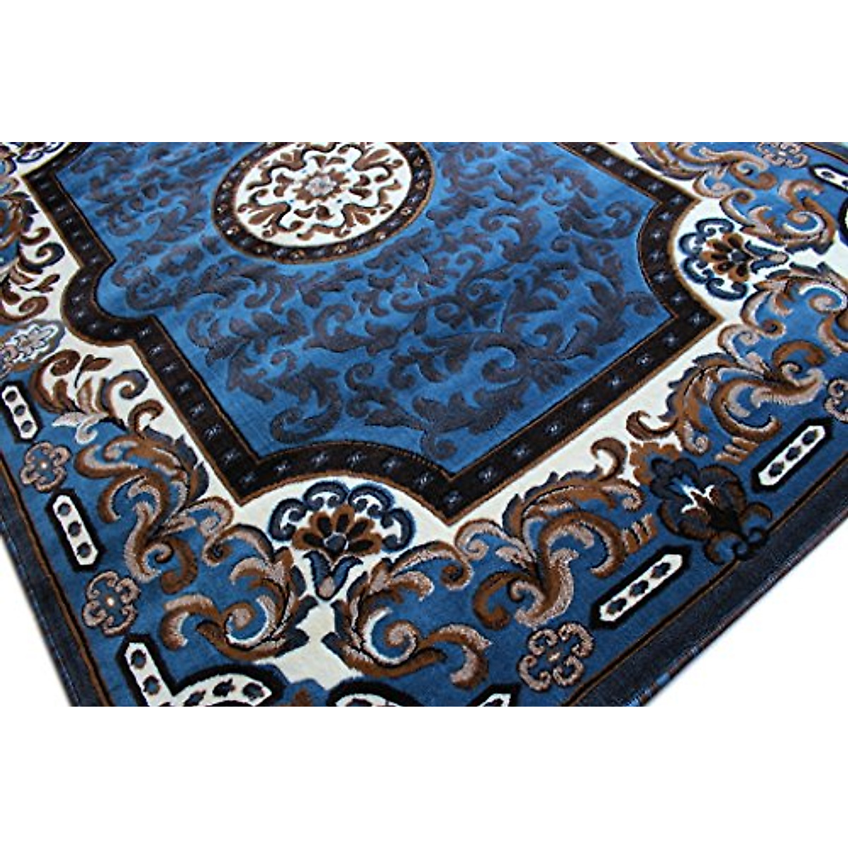 Kingdom Traditional Area Rug Design D 123 Blue (5 Feet X 7 Feet)