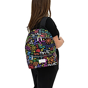 BRITTO Romero Vegan Leather Small Backpack, Colorful Graffiti