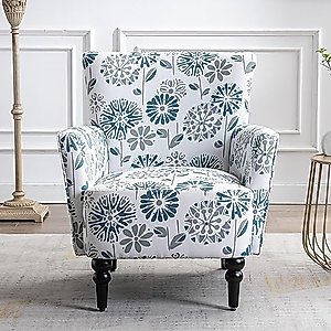HEAVYSEVEN Accent Chairs for Bedroom, Modern Arm Chair for Living Room, Linen Fabric Comfy Reading Chair, Comfortable Sofa Chair, Upholstered Single Sofa (Multicolor)