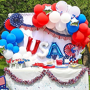 Red White and Blue Balloons, 50pcs 12 Inch Red Blue Latex Balloons Red White Blue Party Balloons for 4th of July Independence Day Patriotic Nautical Baseball Graduation Birthday Decoration