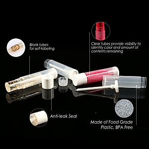 LotFancy Lip Balm tubes Empty, 60PCS 5.5ml (3/16 Oz), Clear Lip Balm Container Tubes with White Caps, BPA Free & Leak Free, Refillable