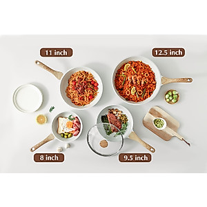 SENSARTE Nonstick Ceramic Frying Pan Skillet with Lid, 8 Inch Omelet Pan, Healthy Non Toxic Chef Pan, Induction Compatible Egg Pan with Heat Resistant Handle, PFAS-Free