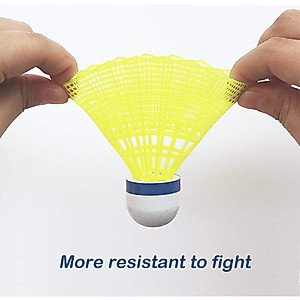 ZHENAN 12-Pack Advanced Nylon Feather Shuttlecocks,77 Grains-High Speed Badminton Balls (Yellow,Nylon) with Great Stability and Durability,Indoor Outdoor Sports Hight Speed Training Badminton Birdies