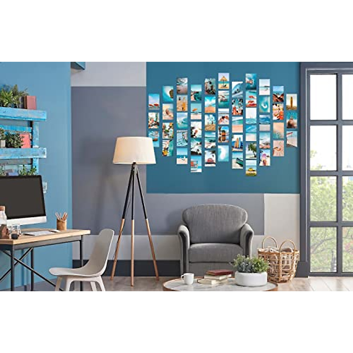 Wall Collage Kit Aesthetic Pictures For Room Wall-Decor - Wall Collage Kit Bedroom Decor For Teen Girls - 50PCS Blue Beach Posters For Room Aesthetic 4" x 6"…