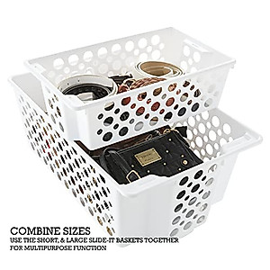 Organize Your Home Large Slide-It Baskets, 2 Pack, Stacking and Sliding Modular Storage, Great Organizing Bins for Pantry, Closet, Bedroom, Office, and all Storage, 19.2” x 12.5” x 7.5”