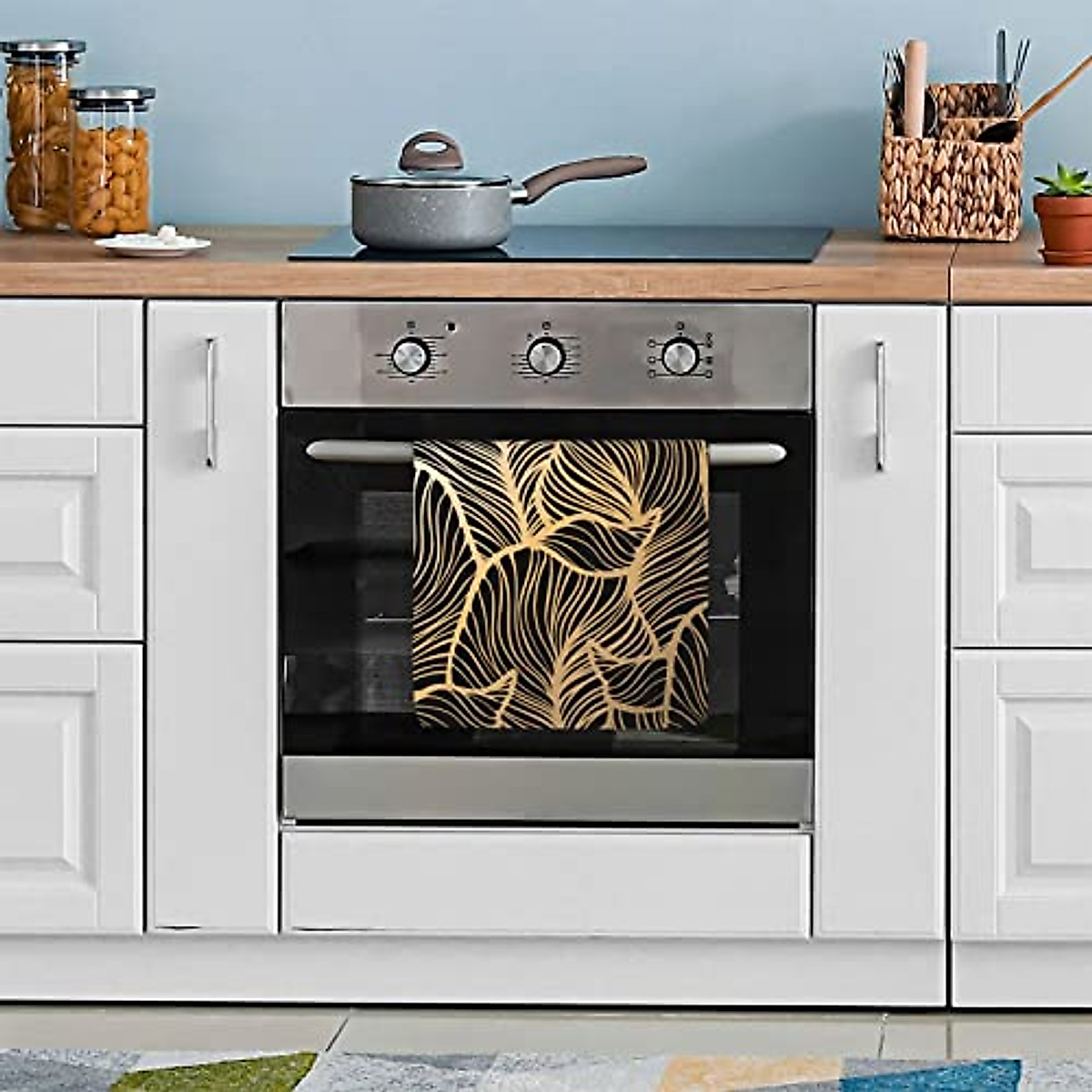 VunKo Gold Leaves Kitchen Microfiber Hair Hand Dish Towel Home Soft Highly Absorbent Decorative Dishcloth for Bathroom Beach Hotel Gym Spa Yoga 16 x 28 in