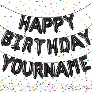 UniStylar Personalized Name Happy Birthday Banner, Happy Birthday Balloon Letters Balloons 2 Sets A-Z 16 Inch Reusable Mylar Foil Birthday Party Decorations for Women Men Kids (Blue)
