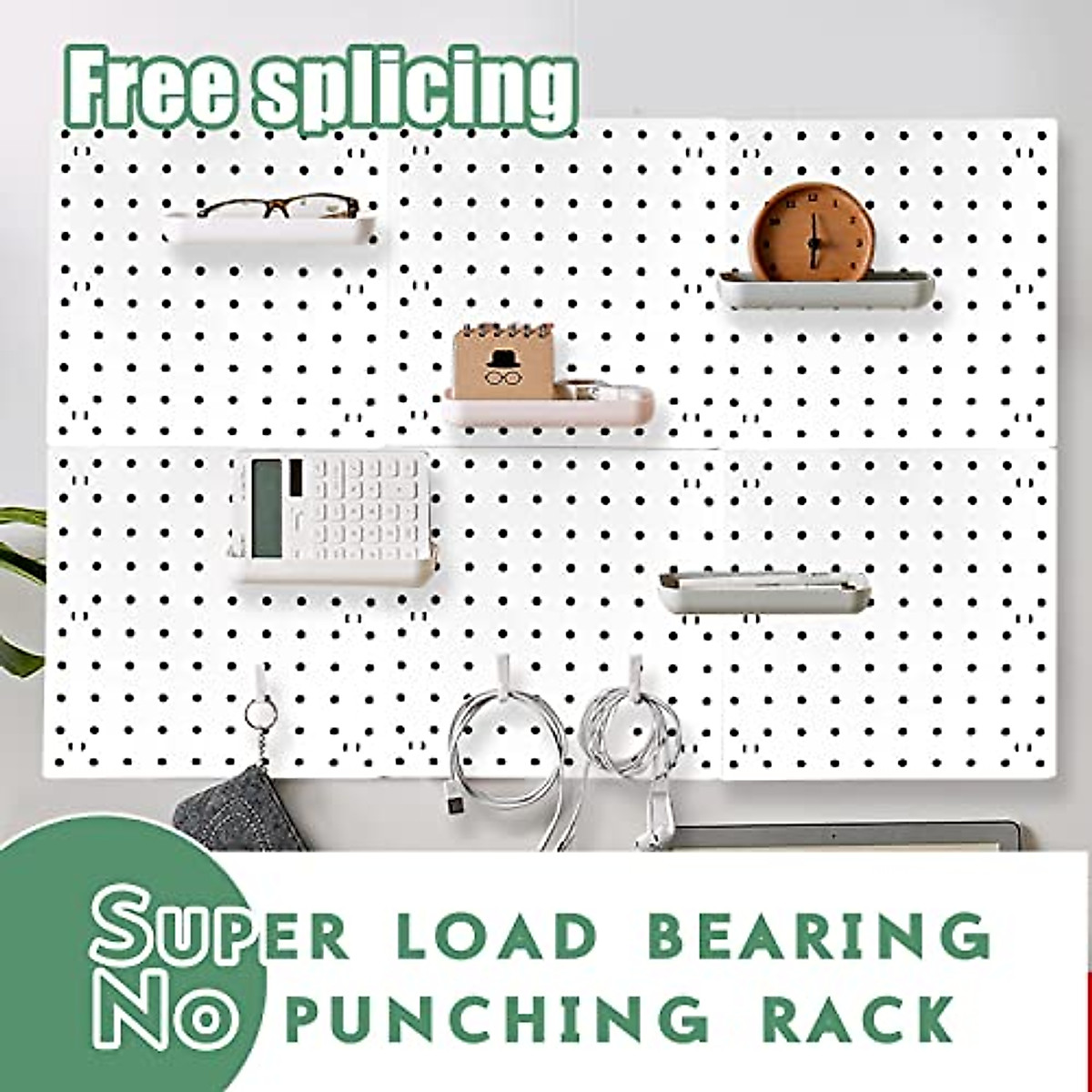 FMOACEN 6 Pcs Pegboard Wall Organizer Mount Display Pegboard Wall Panel Kits DIY Pegboard Tool Organizers for Garage Kitchen Living Room Bathroom Office
