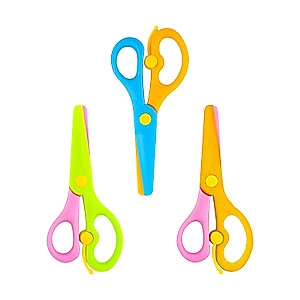 3Pcs Children's Hand Scissors,Kids Scissors,Preschool Training Scissors,Plastic Elastic Scissors,Pre-School Art Craft Kids / School Scissors