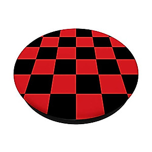 Black and Red Checkered Design Checker Print for Women Men PopSockets Swappable PopGrip