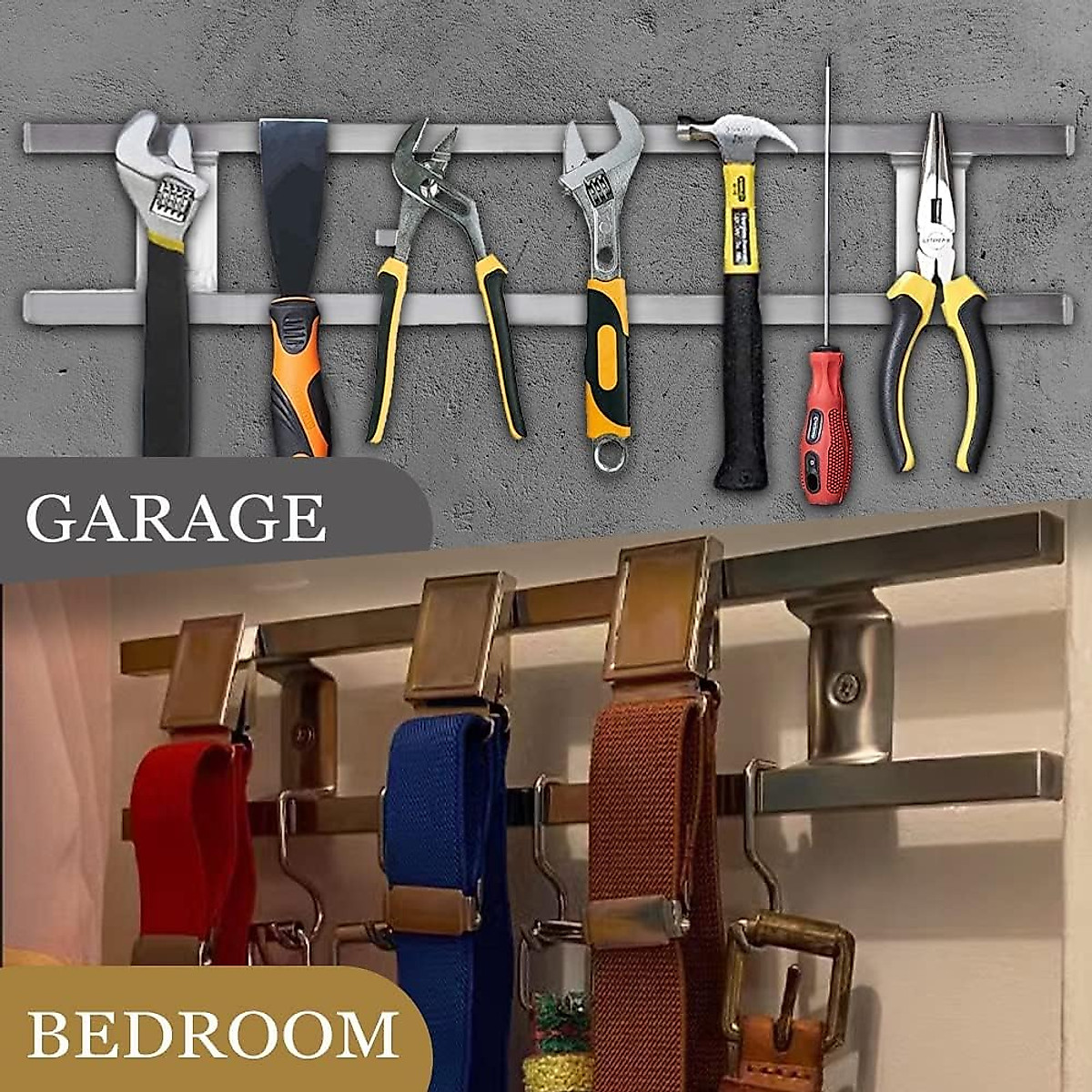 YIIYIIN 18 Inch Magnetic Knife Holder with Hooks - Magnetic Kitchen Knife Bar - Magnetic Knife Strips - Magnetic Utensil Holder - Kitchen Utensil Hanger - Kitchen Organizer